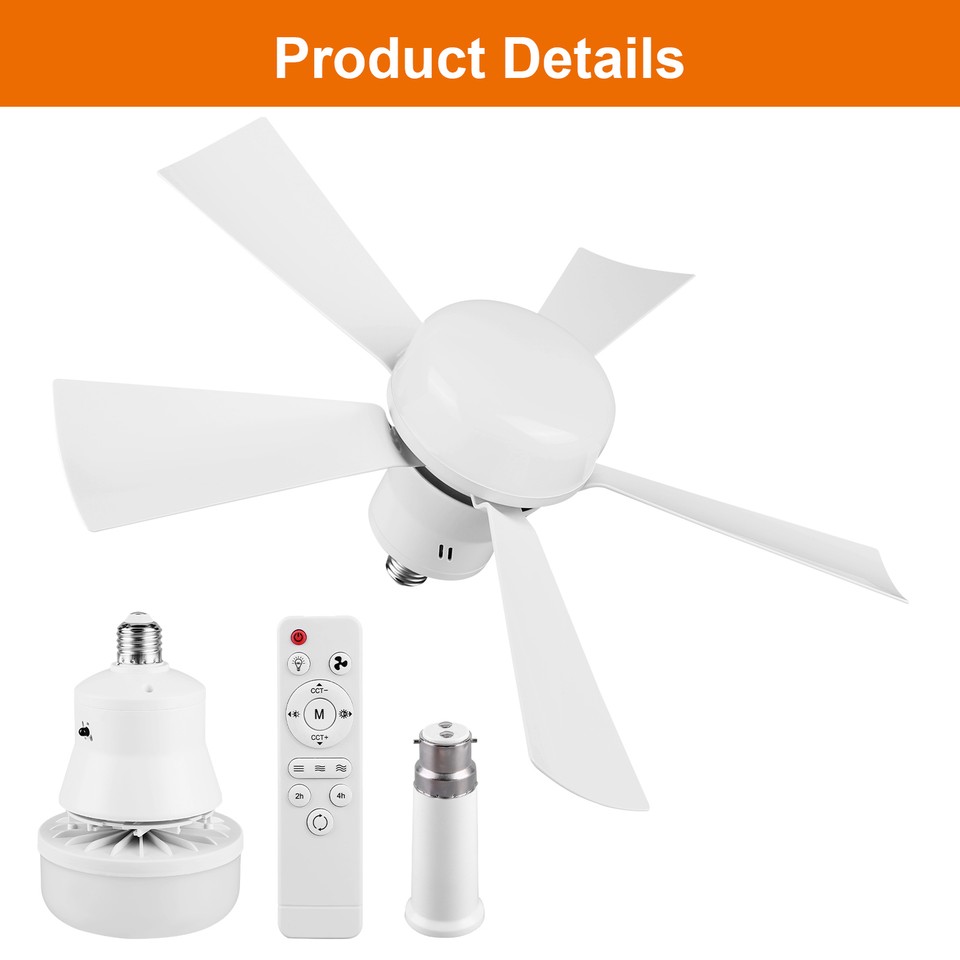 Socket Fan Light with Remote Light Bulb Fan LED Light Fan for Dining ...