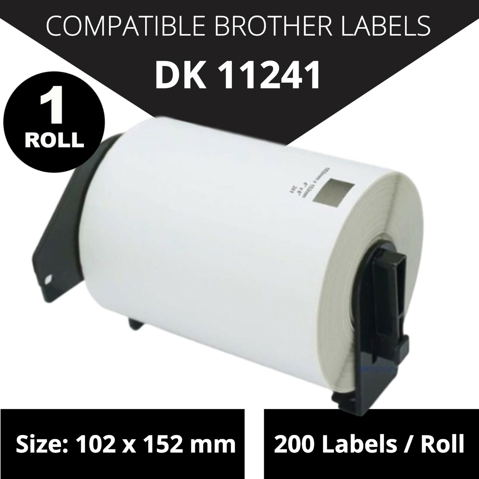1 Roll Compatible Brother DK11241 Label 102x152mm 4x6 Large Labels QL ...