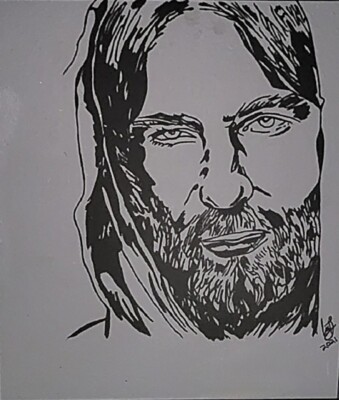 face of Jesus Christ original freehand one of a kind limited etch glass ...