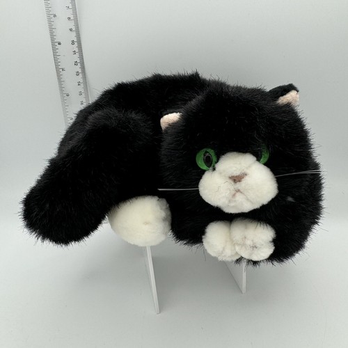 VTG Russ STORM Stuffed Animal Plush Cat Realistic BLACK WHITE PAWS ...
