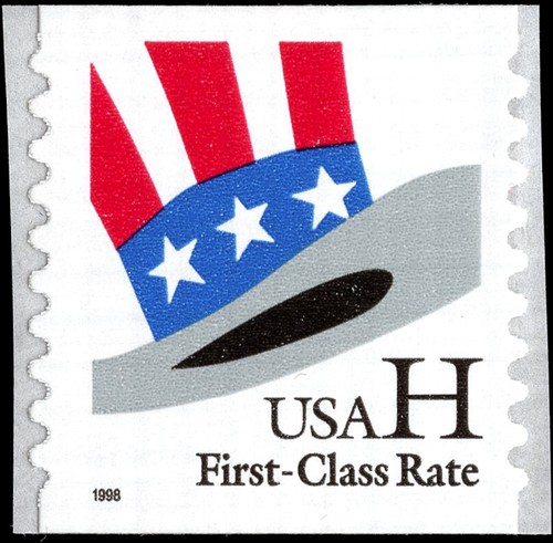 US Scott # 3265, Uncle Sam's Hat, 1998 Letter "H" (33¢) Coil Stamp, MNH ...