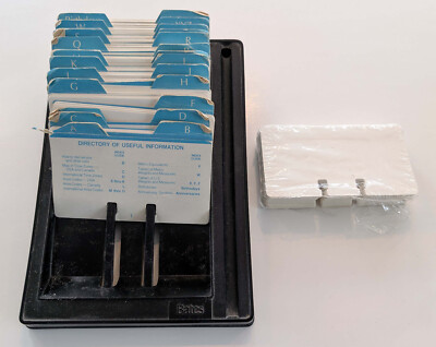 Vintage Bates Rolodex Style Card File VF24 Cards Dividers Black + ~100 ...