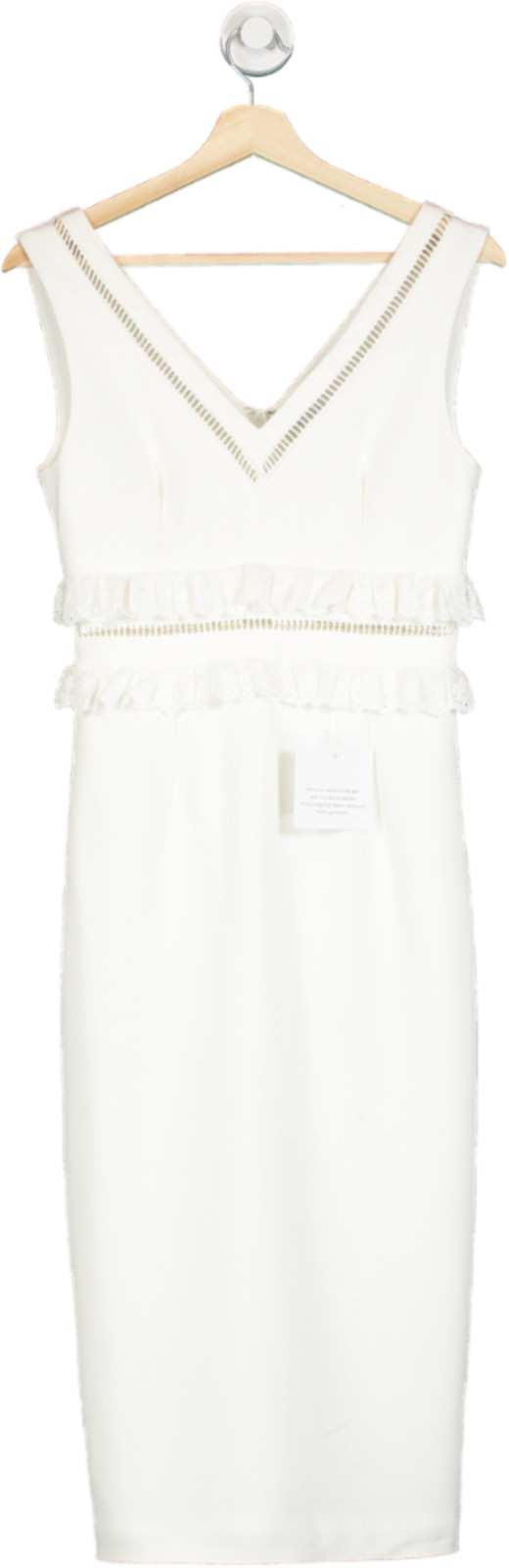 The 8th Sign White Ruffle Trim Midi Dress UK 8 - Gem