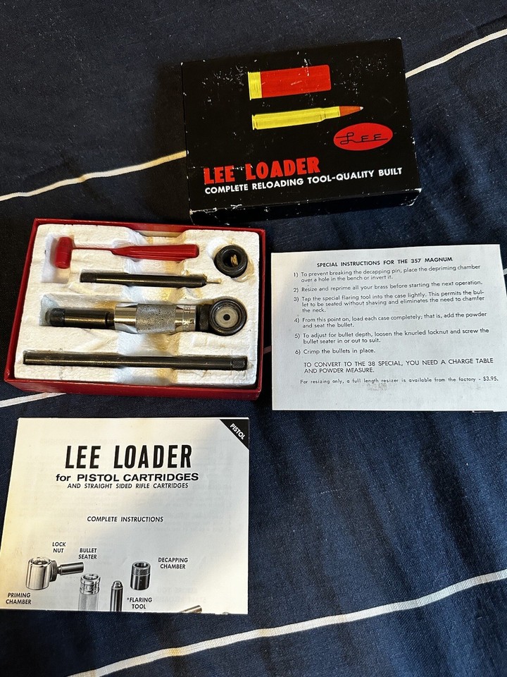 LEE LOADER 357 GAUGE SHELLS COMPLETE RELOADING TOOL RARE FIND w/ INST ...