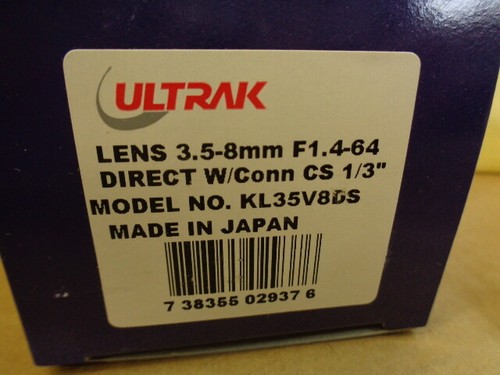 Ultrak KL35V8DS CCTC Camera Lens 3.5-8mm F1.4-64 Direct w/Conn CS 1/3 ...