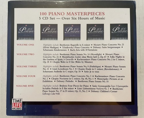Time Life Music 100 Piano Masterpieces 5 CD Set Classical Favorites ...