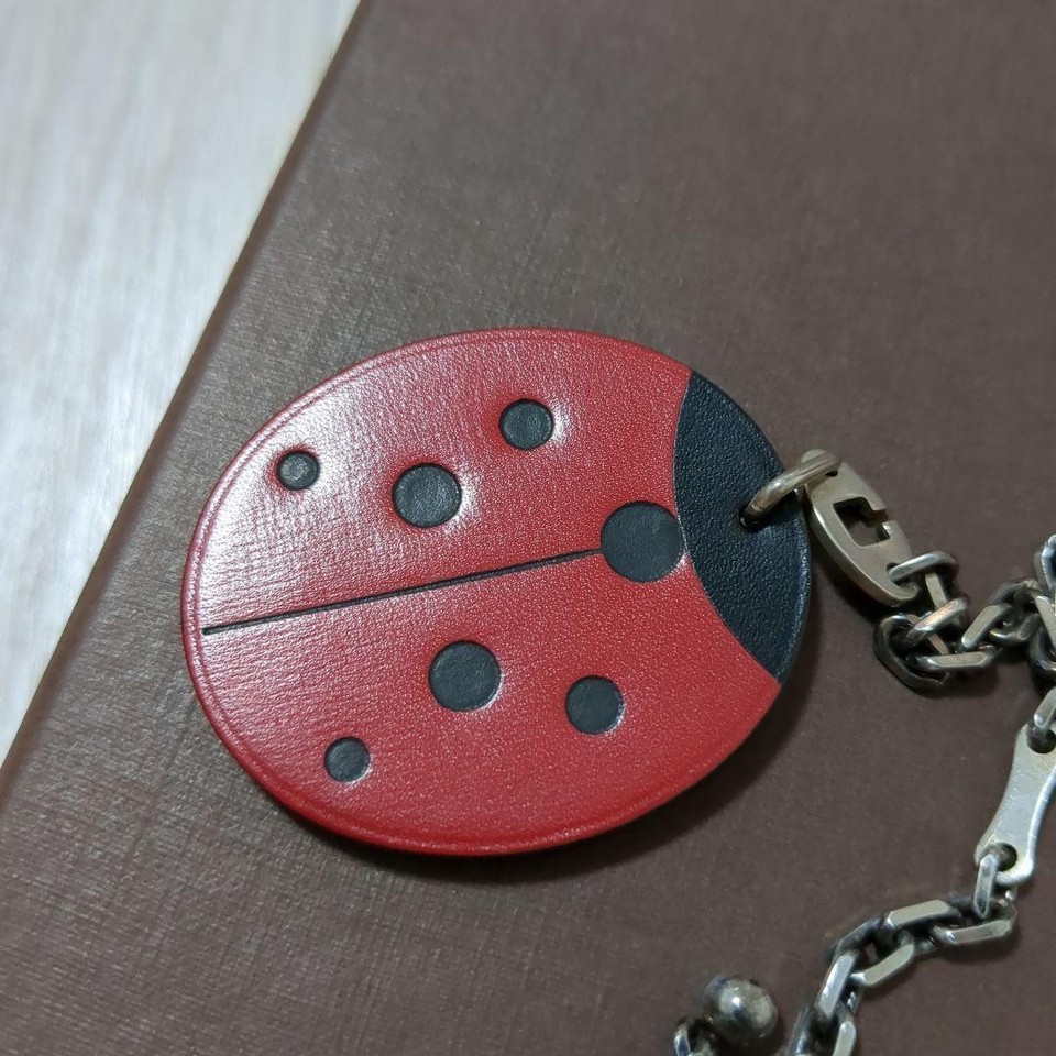 HERMES leather charm keychain ladybug rare item | eBay