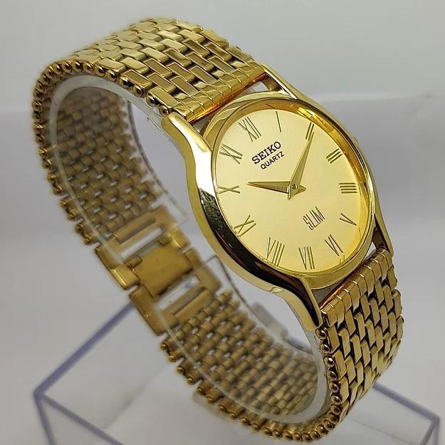 Seiko Vintage Quartz Slim Gold Watch Men 20mm Collector's Edition ...