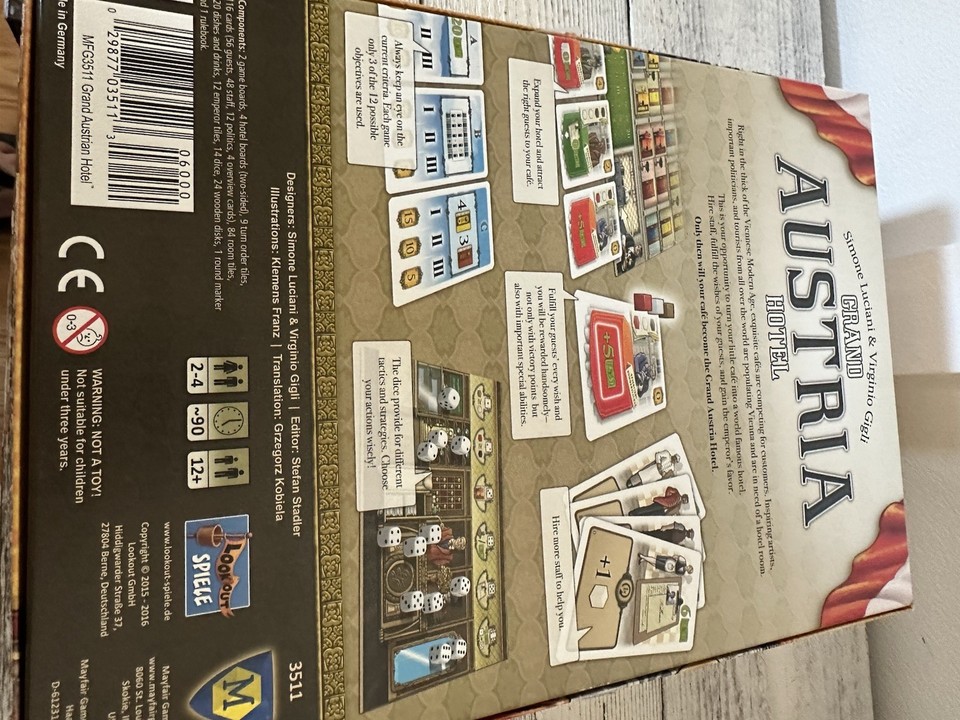 Grand Austria Hotel Board Game Expert Level - Lookout Games - NEW Not ...
