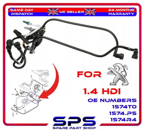 Fuel Hose Pipe Harness & Pump For Peugeot 206 207 Bipper 1.4 Hdi 1574T0 ...