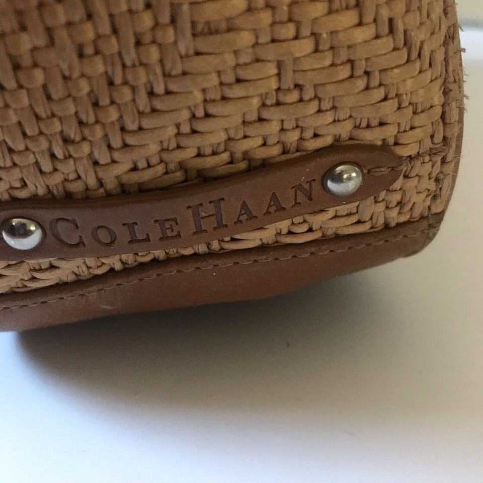 Cole Haan Leather Trim & Sydney Straw Jeweled Mini Handbag | eBay