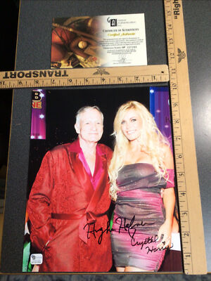 O-116 Playboy Hugh Hefner Signed w Crystal + Crystal Harris Autograph ...