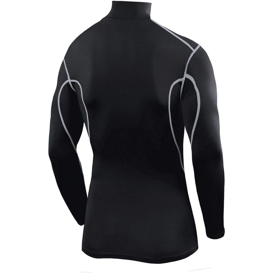 TCA Pro Performance Mock Mens Compression Top Black Long Sleeve Running ...