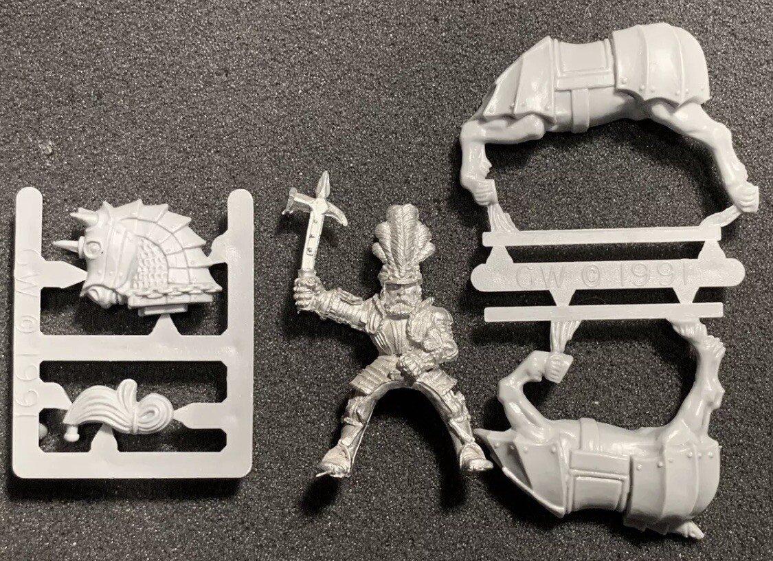 Oldhammer Warhammer Empire Mounted Reiksguard Captain w. Hammer Vintage ...