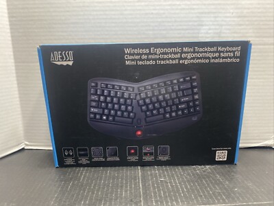 Adesso Mini Keyboard Wireless Ergo Trackball Keyboard Split Ergonomic ...