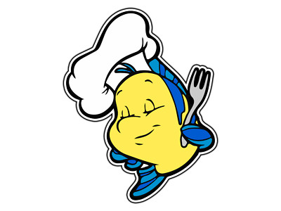 Flounder Chef Funny Animated Cartoon Sticker Waterproof Vinyl Decal Die ...