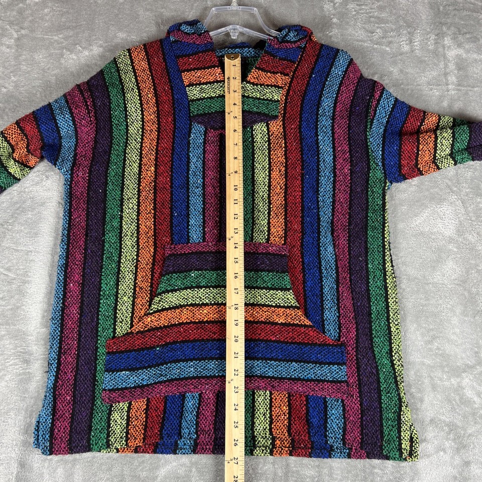 Baja Rainbow Hoodie Large Mexican Hoodie Surfer Pullover | eBay