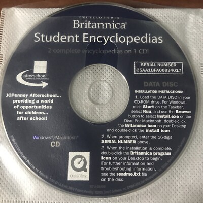 Encyclopedia Britannica 2005 Student Edition CD-ROM Two Complete ...
