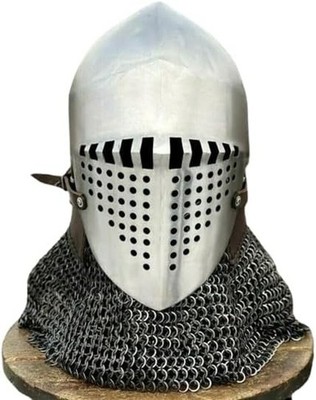 Medieval Bascinet Rao18g Mild Steel Helmet with Padding RC Custom SCA ...