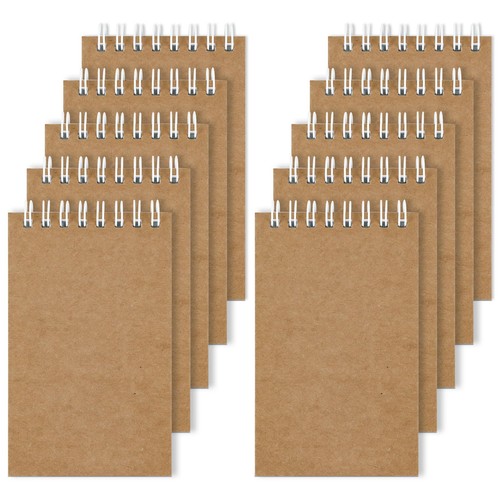 10 Pack Small Pocket Notebooks, 3 x 5 Inches Mini Kraft Spiral Pocket ...
