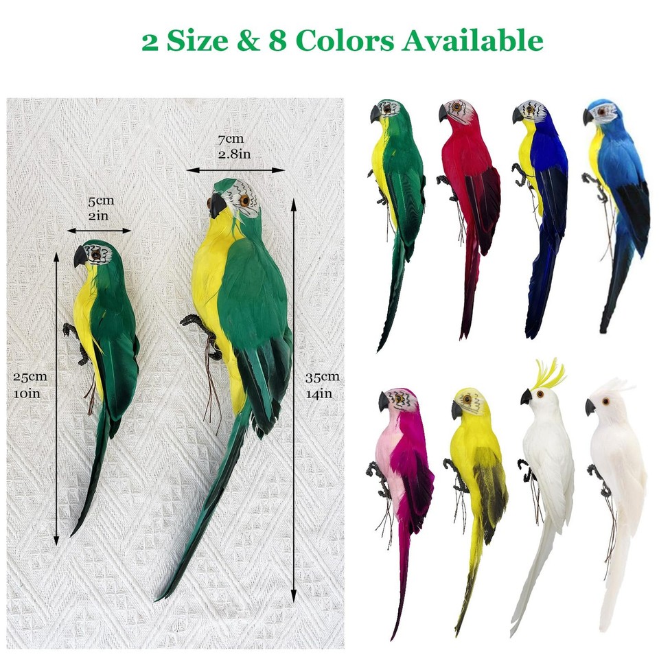LWINGFLYER Green Artificial Parrot Life Size Foam Feather Parrot Macaw ...