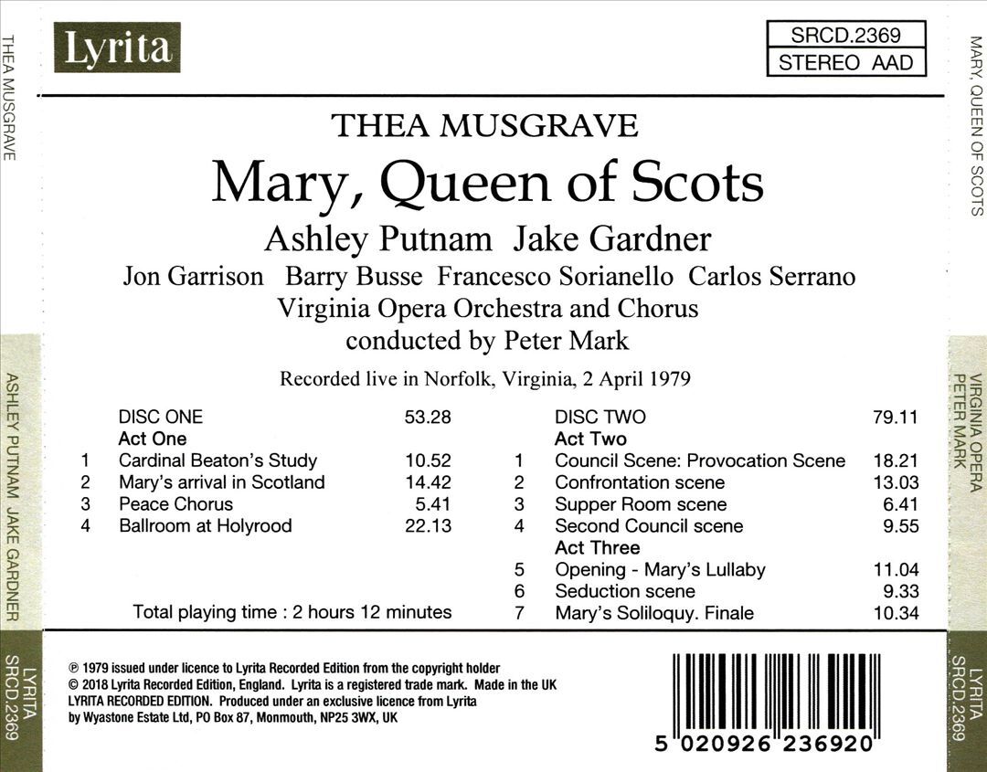 ASHLEY PUTNAM/JAKE GARDNER/PETER MARK THEA MUSGRAVE: MARY QUEEN OF ...