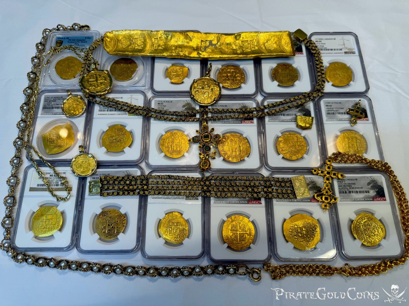 FINEST KN! PERU 8 ESCUDOS 1710 NGC 63 1715 FLEET SHIPWRECK GOLD ...