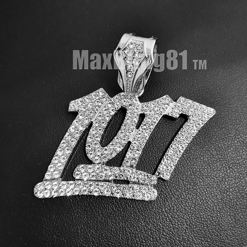 Silver Plated Alloy 1017 Pendant 16" 18" 20" Iced Cubic Zirconia Chain ...