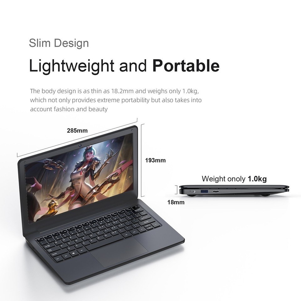 11.6" Laptop Intel Celeron N4000 Dual-Core Processor 8GB DDR4 128GB SSD ...