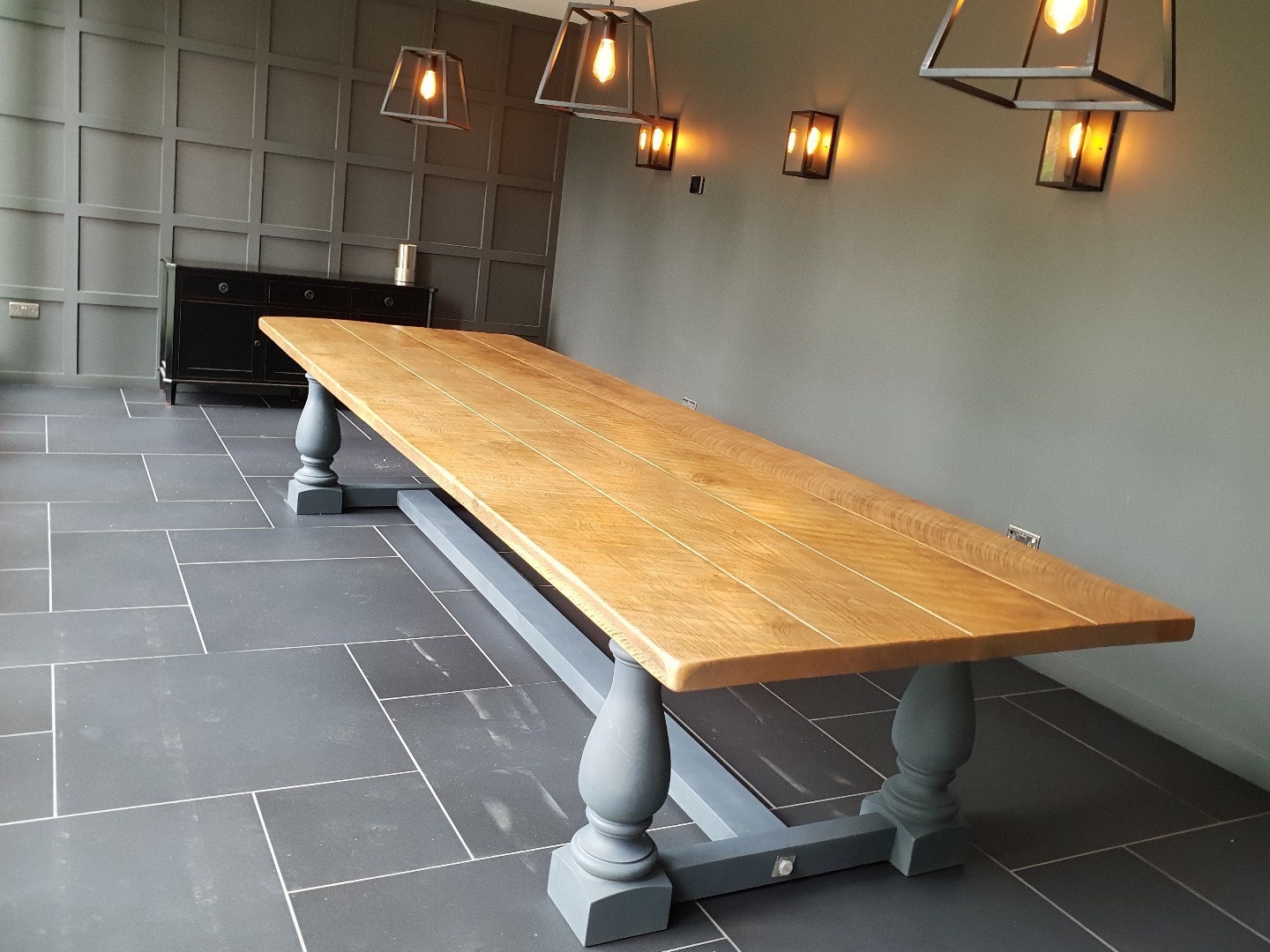 large Rustic Dining Table. Balustrade legs. | eBay UK