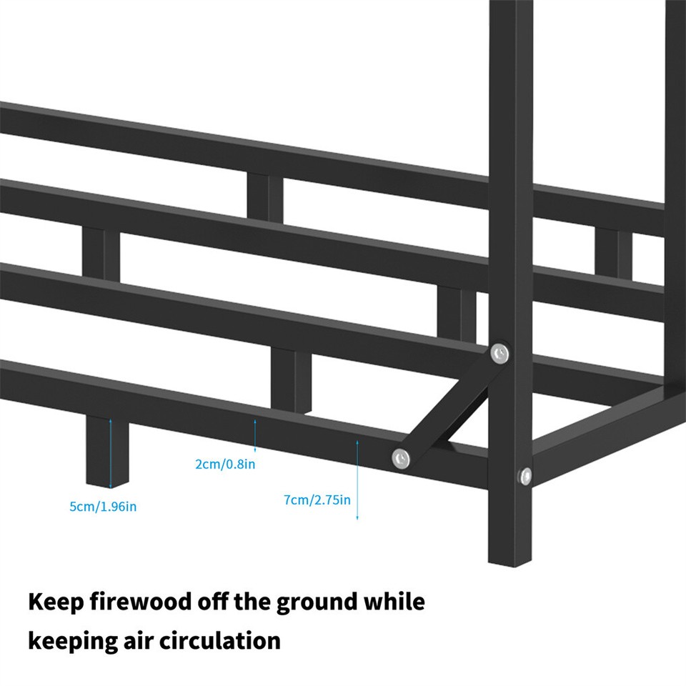 Heavy Duty Metal Firewood Log Rack Fire Wood Holder Storage Stand with ...