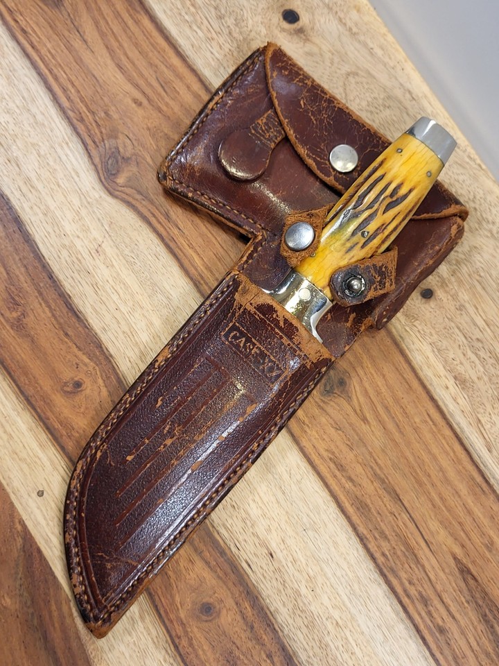 1920-40 CASE TESTED KNIFE/AXE COMBO SET W/GENUINE STAG HANDLES & SHEATH ...