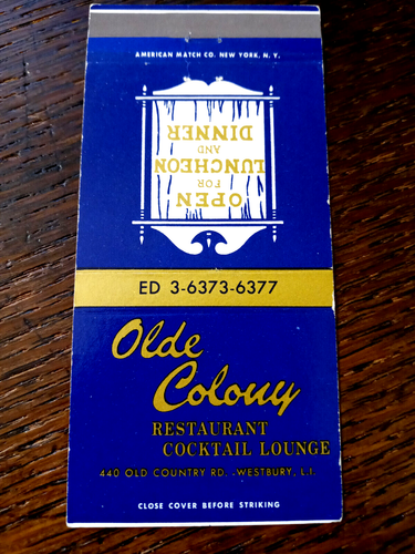 Vintage Matchbook: Old Colony Restaurant, Westbury, LI, NY | eBay