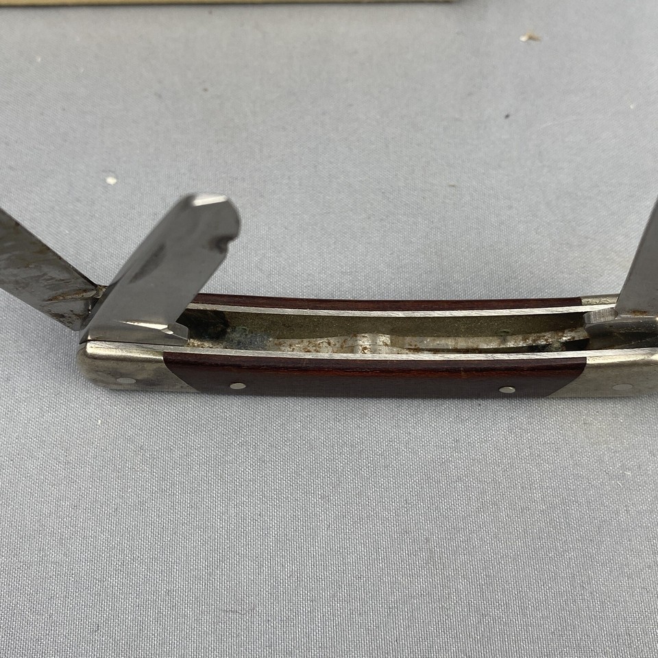 Vintage Buck 703 Colt Three Blade Pocket Knife Stockman Wood Handle USA ...