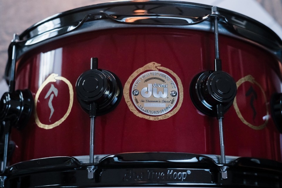 DW Neil Peart Snakes & Arrows 6.5" x 14" Snare Drum Aztec Red | eBay