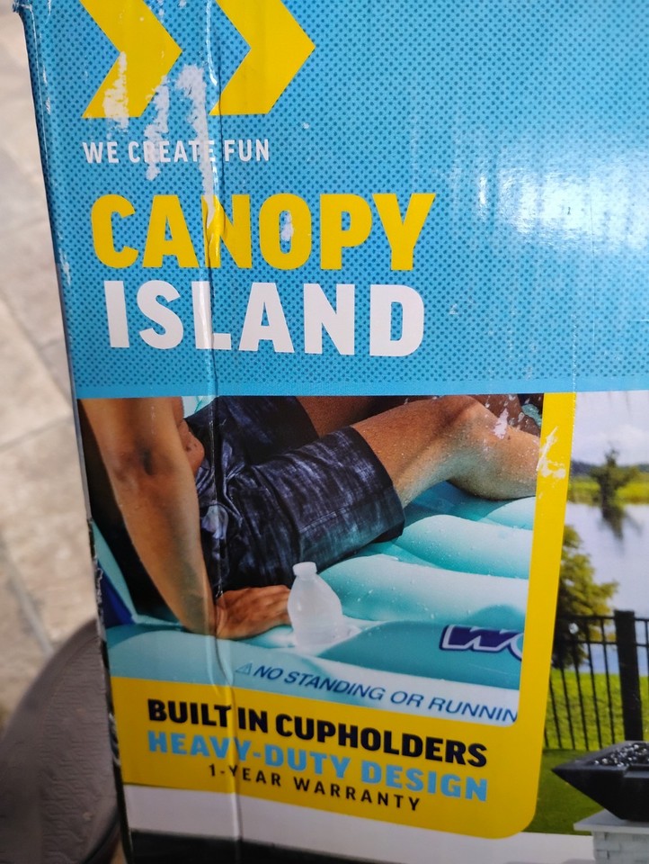 WOW Sports Pool Island Float, Inflatable Float with Canopy Brand New ...