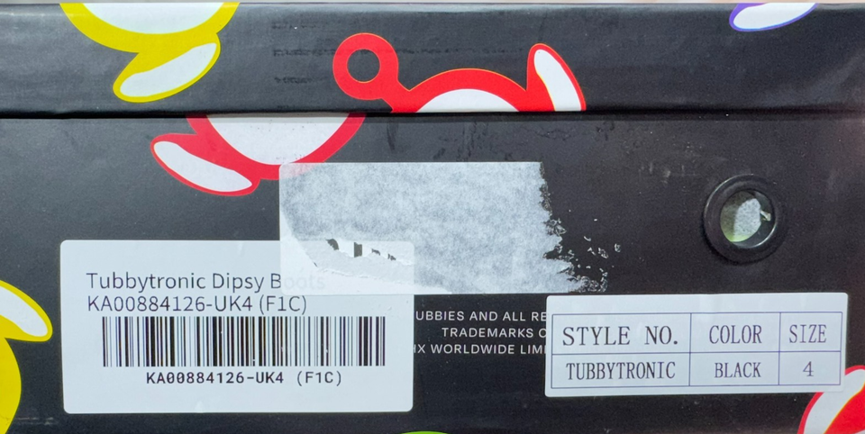 Dipsy Teletubbies Ankle Boots UK 4 / 37 Black Patent Chain Goth Chunky ...