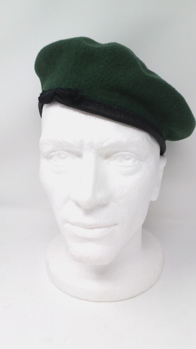 Mens Green All Wool Military Beret Commando British Cap Hat 57 to 59 cm ...