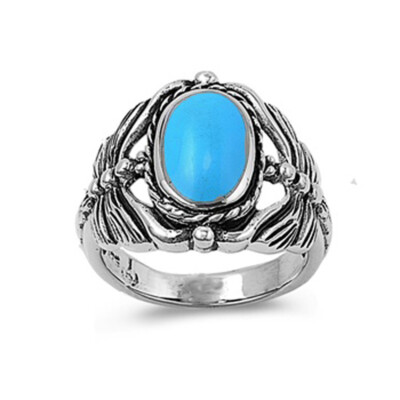 925 Sterling Silver Simulated Turquoise Dragonfly Ring 18mm | eBay