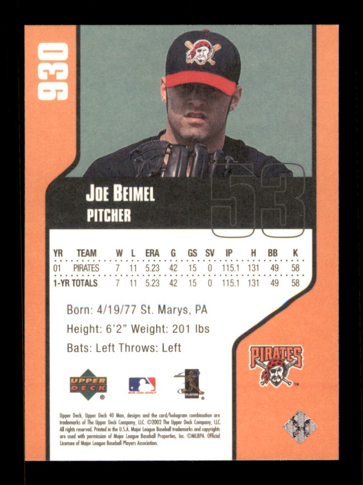 2002 Upper Deck 40 Man - Joe Beimel - On Card Autograph | eBay
