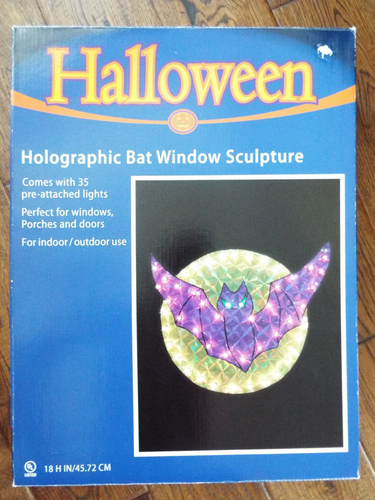 Halloween Holographic Bat Window Sculpture Lighted Indoor/Outdoor ...