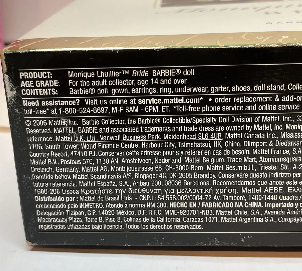 Monique Lhuillier Bride Gold Label Barbie Doll 2006 Mattel #J0960 | eBay