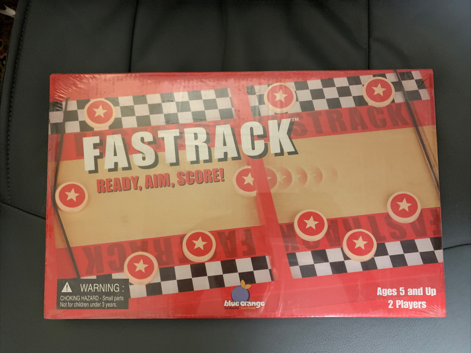 Fastrack Wooden 2 Player Game Blue Orange Fast Track Race Speed Flick ...