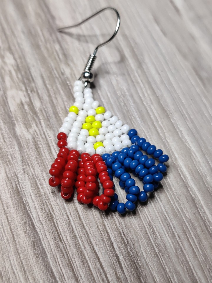 Philippine Flag bead earrings, Filipino, Independence, Patriotic, Multi ...