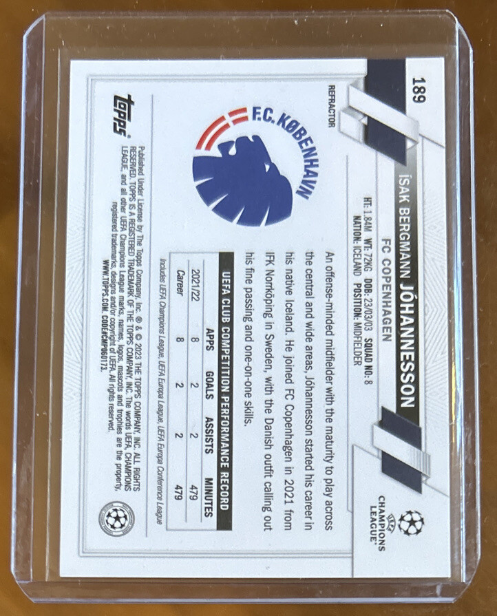 2022-23 Topps Chrome UEFA Isak Bergmann Johannesson Rookie Silver ...