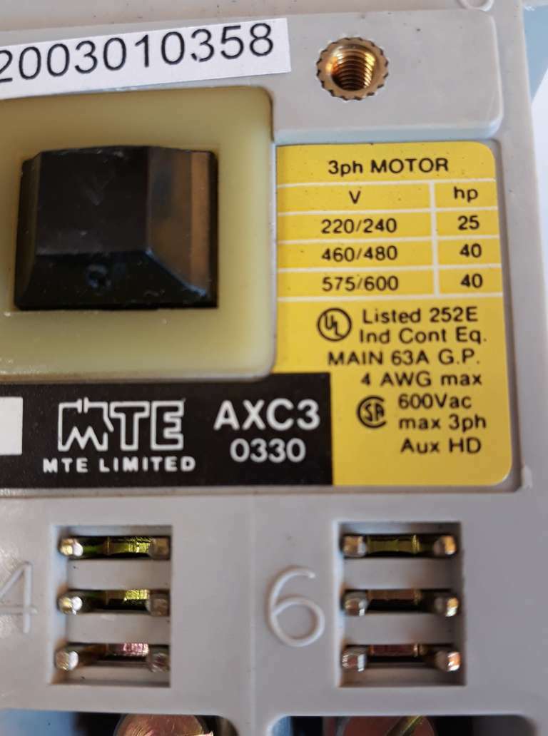 MTE AXC3 0330 Leistungsschütz Contactor 3POLE 600V 3PHASE 40HP 105V ...