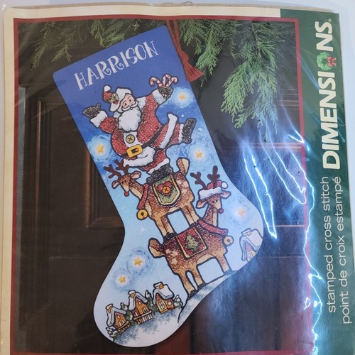 Dimensions Cross Stitch Christmas Stocking Kit #8807 Santa Stack-Up ...