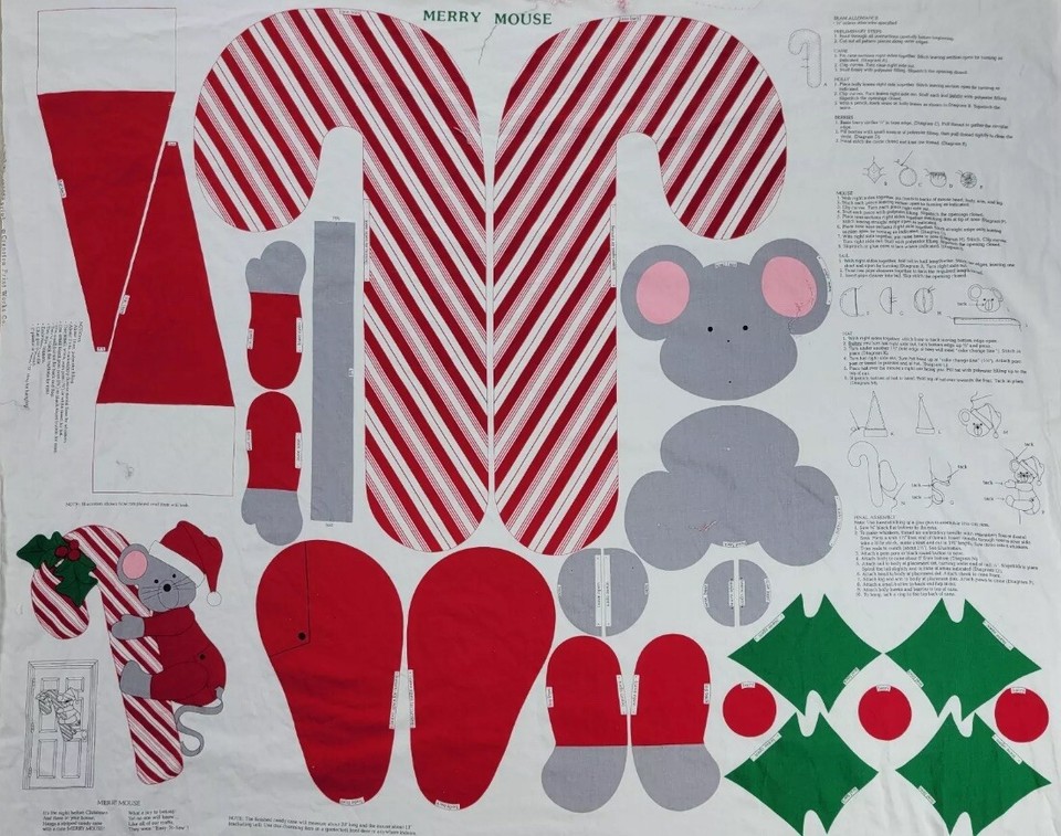 Cranston 20” Merry Mouse Christmas Wall Door Hanging Cut & Sew Fabric ...