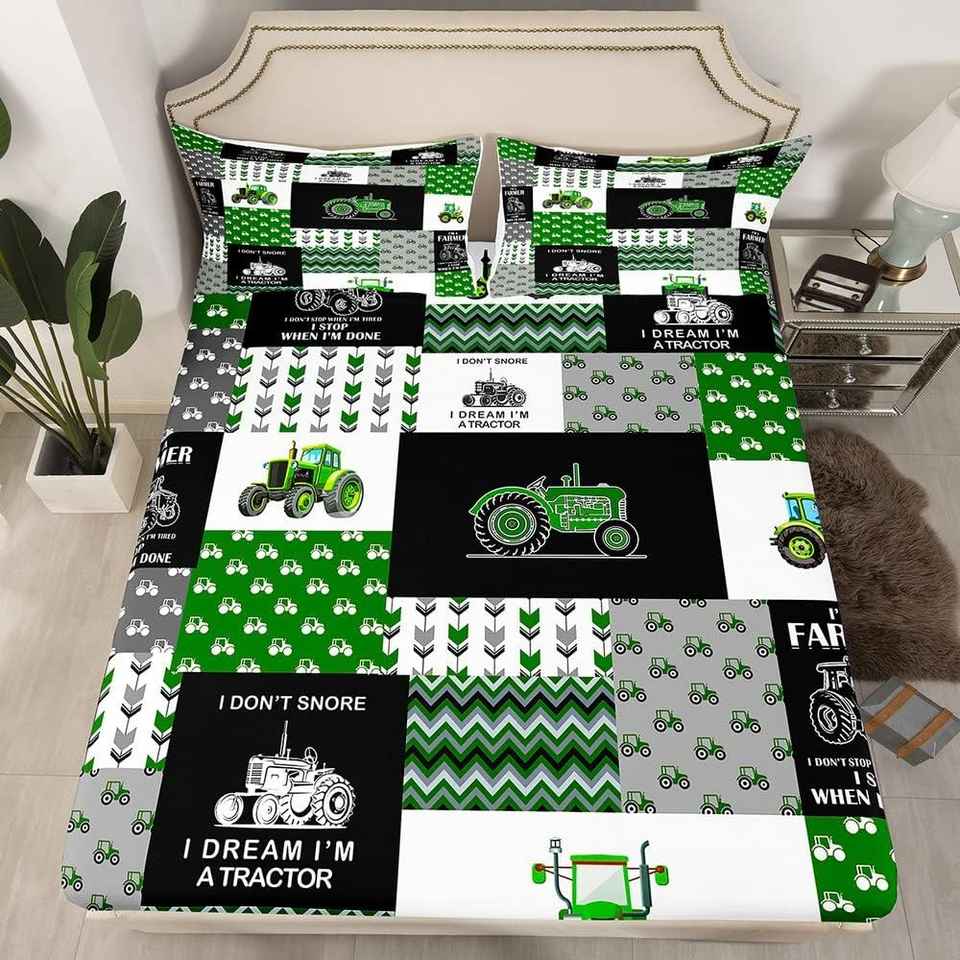 Tractor Bed Sheets Cartoon Farm Tractor Sheet Set for Kids Boys Girls ...