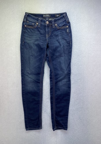 Silver Jeans Size 27 Dark Wash Mid Rise Joga Suki Pencil Skinny Soft Jeans | eBay